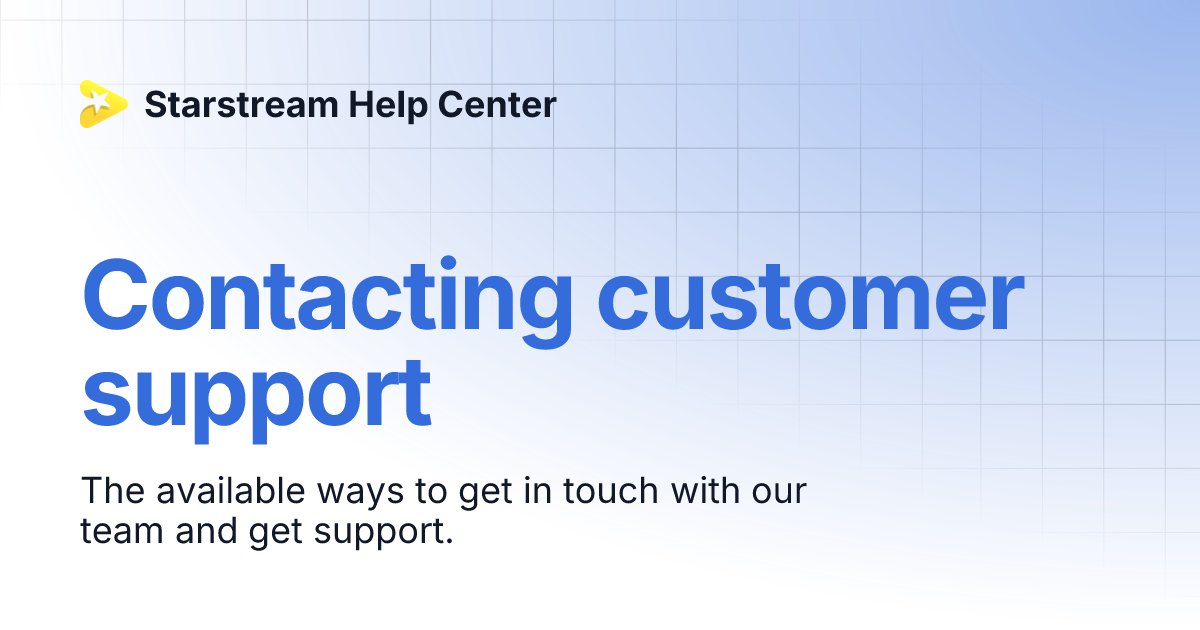Contacting customer support | Starstream Help Center